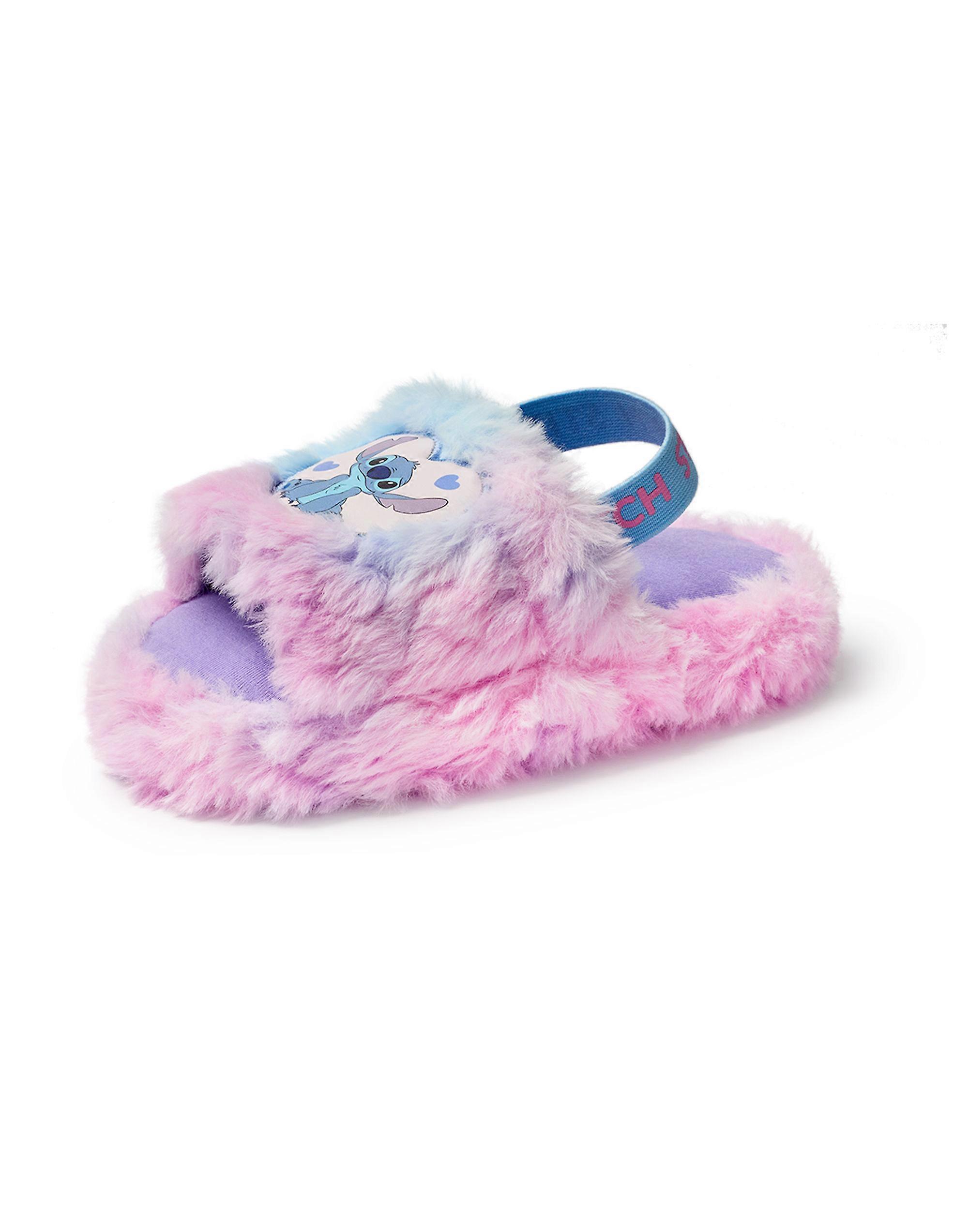 Disney Womens Slider Slippers Multicoloured Fluffy Ombre Stitch ...