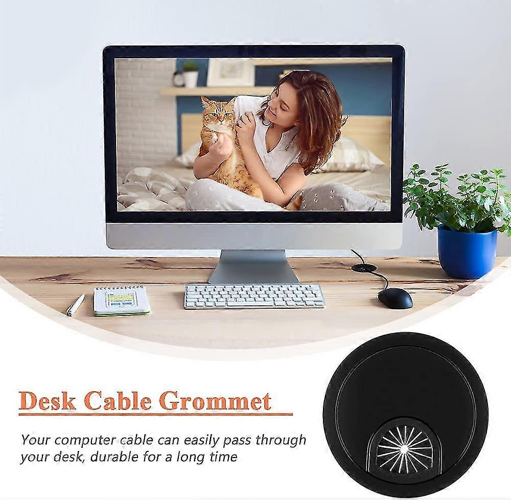 Desk Grommet Kit, 60mm Plastic Desk Cable Grommets Cap Table Surface ...