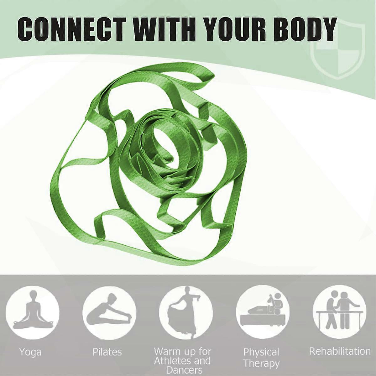 Stretch Out Strap with Stretching Exercise-green | Fruugo UK