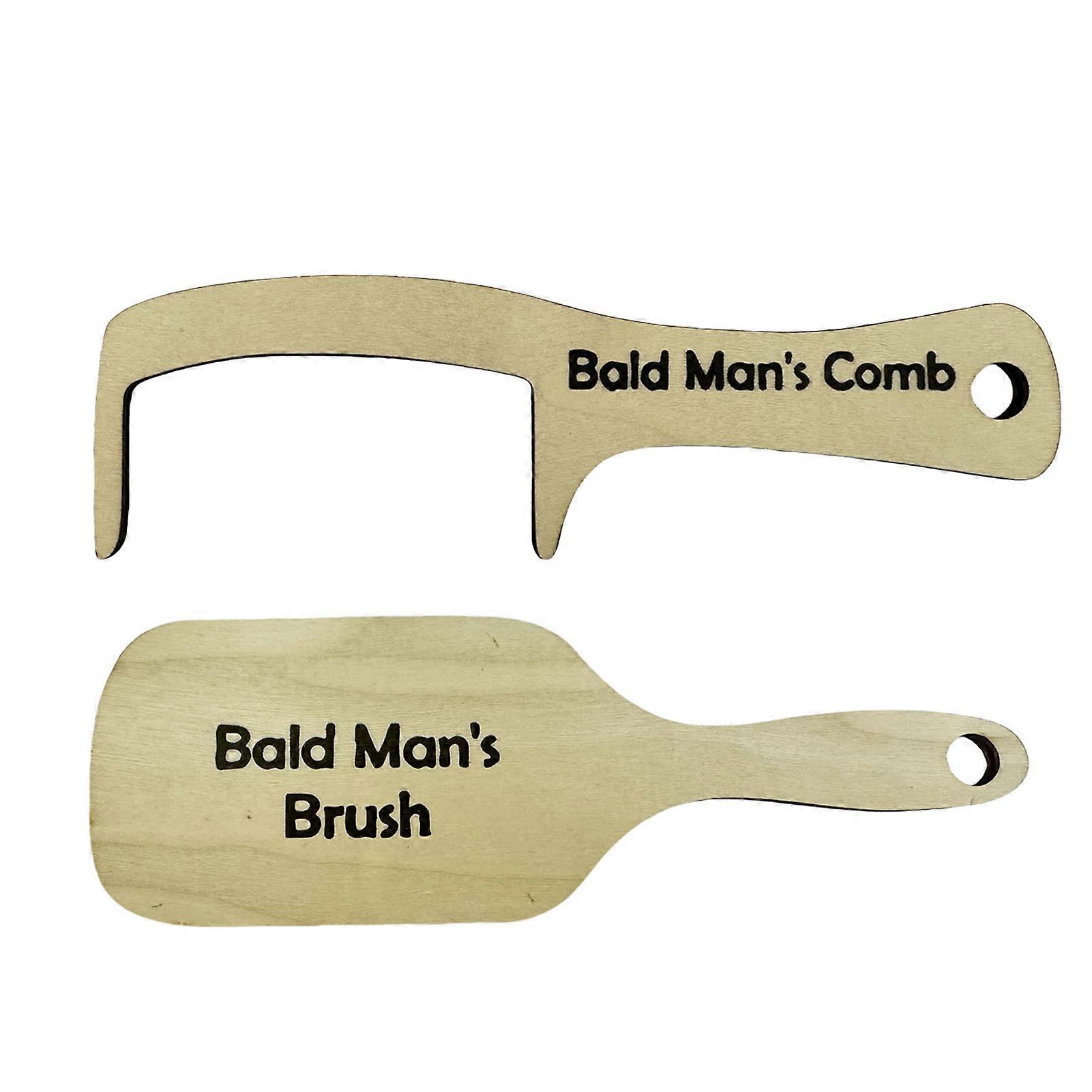 Gag Gift Comb for Bald Man Funny Laser-Cut Wooden Bald Man Comb Joke ...