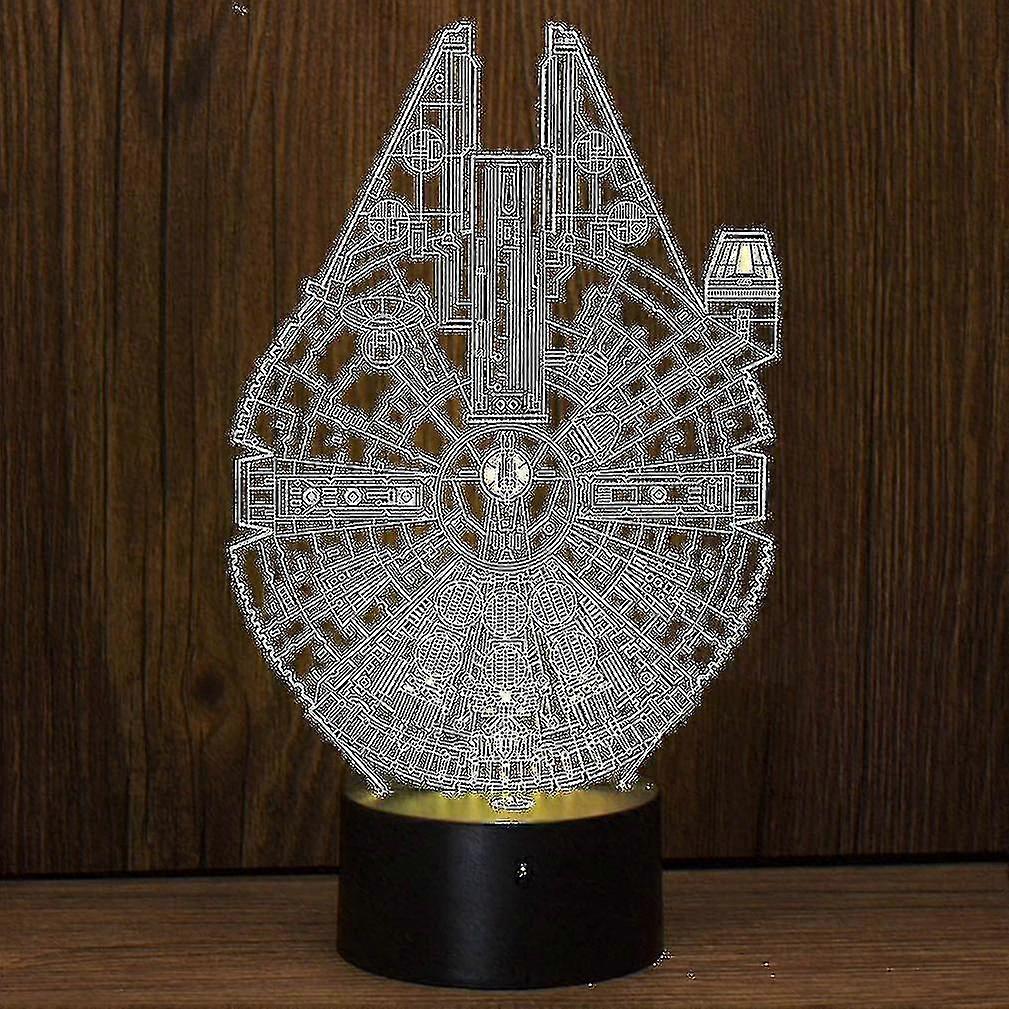 3d Millennium Falcon Kids Bedroom Anime Nightlight Table Lamp 3d Led ...