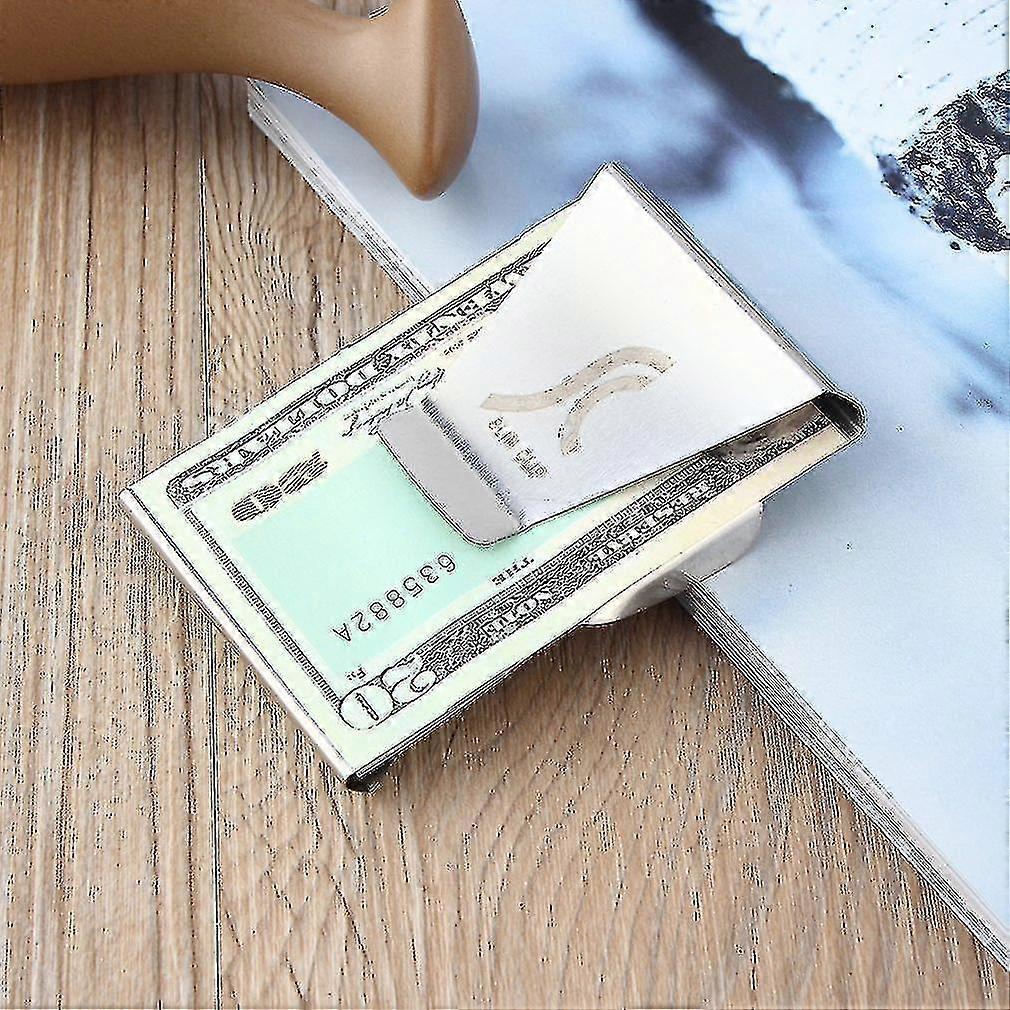 Slim Money Clip Double Sided Cash Credit Card Holder Wallet Stainless ...