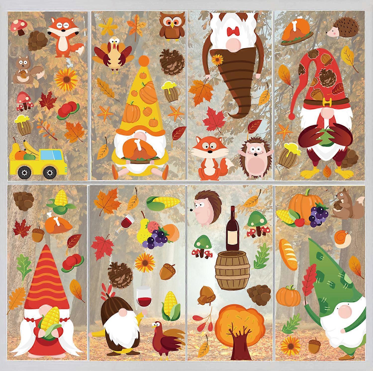 9 small Sheets Autumn Window Clings Autumn Window Decals for ...