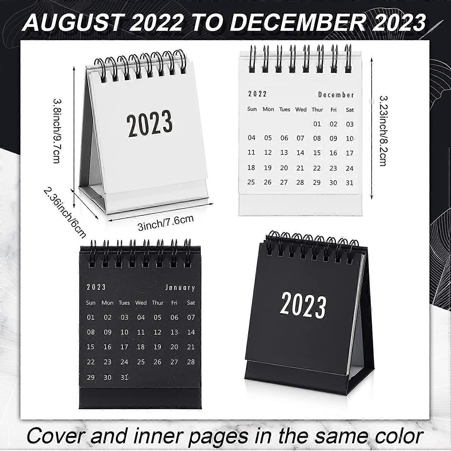 2 Pieces Mini Desk Calendar 2022-2023 Aug 2022- Dec2023 Small Desktop ...
