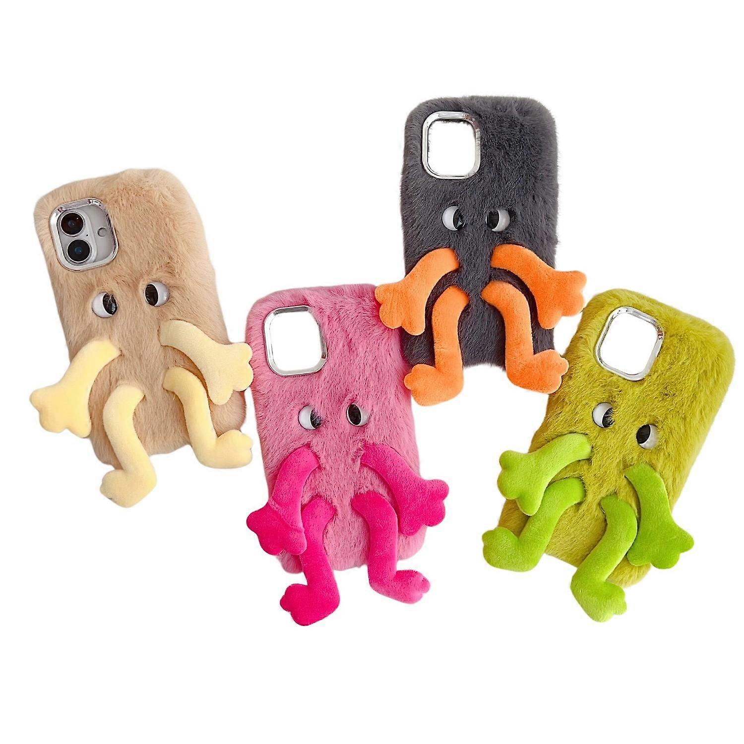 For iPhone 16 Fluffy Phone Case Long Leg Expressive Eye TPU Mobile ...