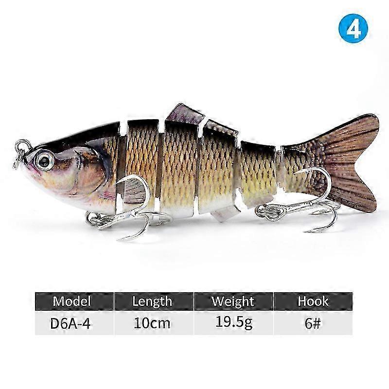 Robotic Swimming Lure 10cm Multi-section Fishing Lure with 6 Hooks Life ...