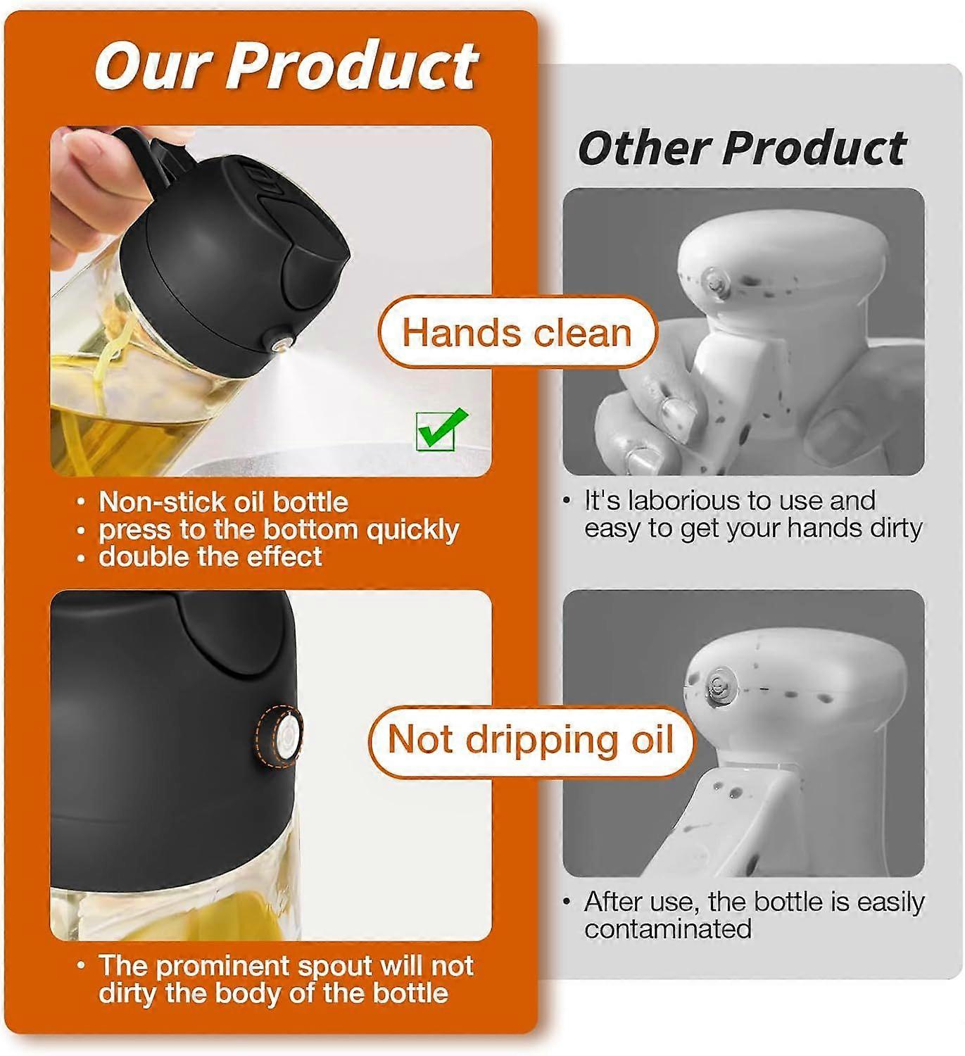 Oil Sprayer for Cooking Olive Oil Dispenser Bottle for Kitchen,16oz/470ml Premium Glass Oil ...