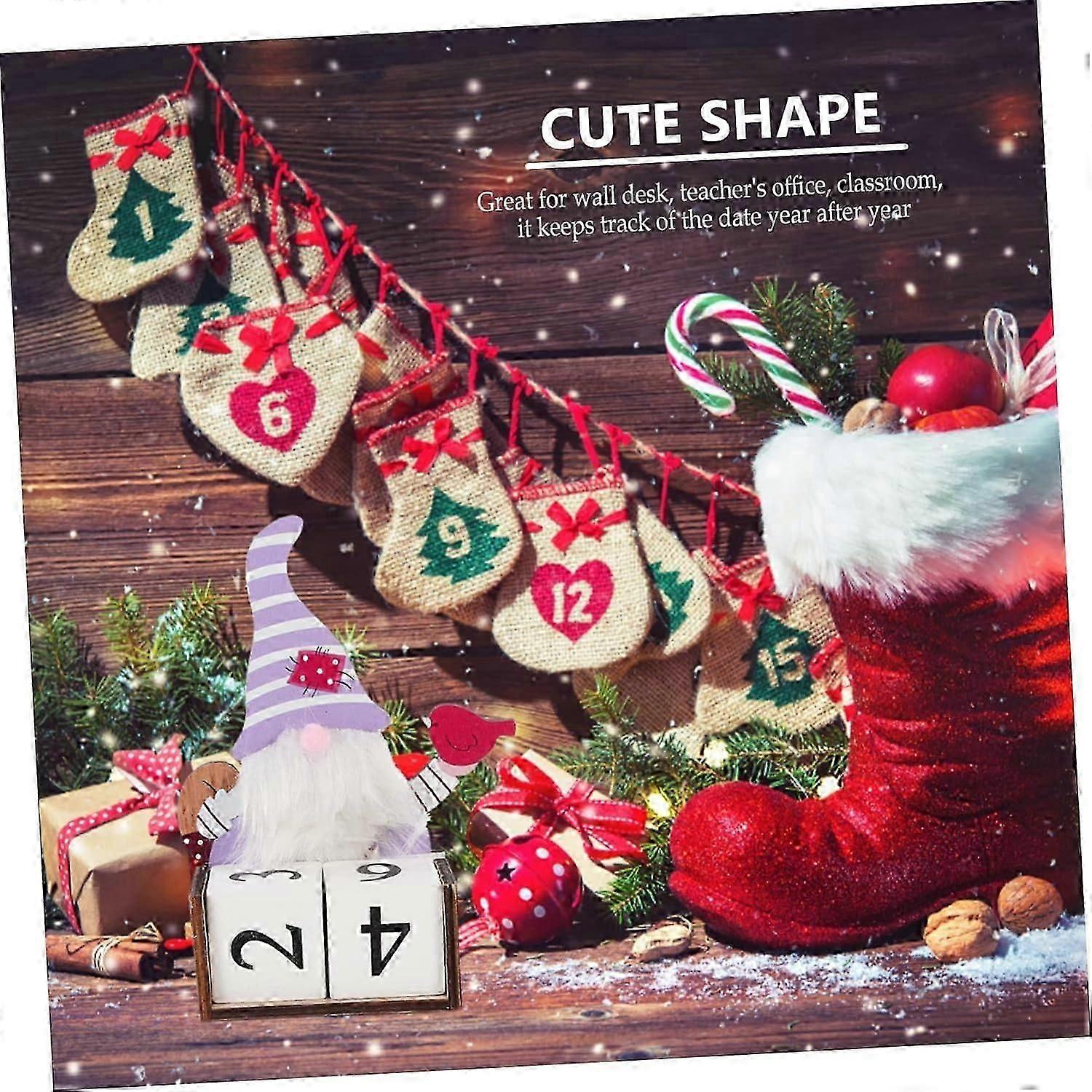 1 Pc Wooden Calendar Advent Desk Calendar Wooden Blocks Countdown ...