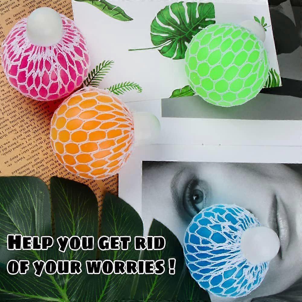 Squeeze Ball with Net, Pack of 4 Squishy Mesh Ball, Squeeze Ball ...