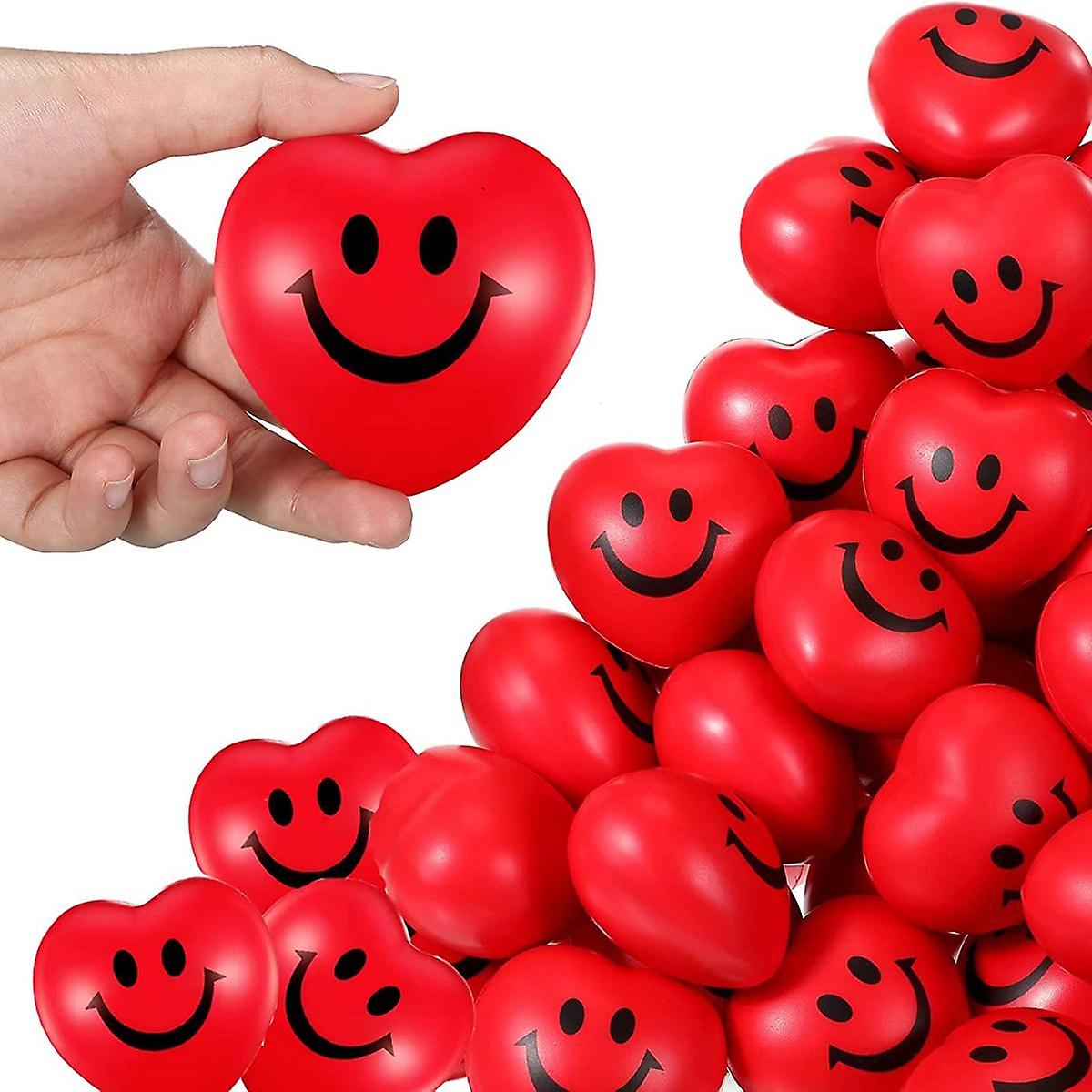 48Pcs 2.75Inch Stress Balls 'S Day Heart Shaped Squishy Ball Smile Foam ...