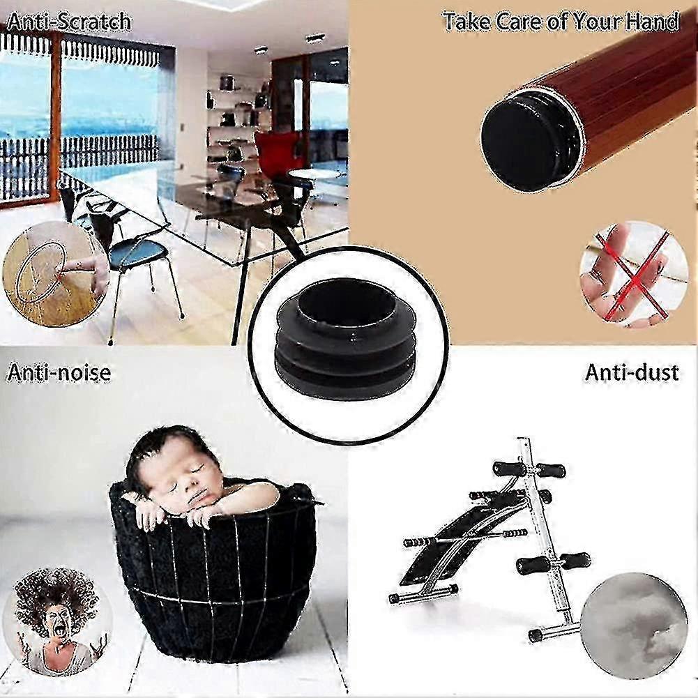 Round Plastic Plug, 20 Pcs Black Tube End Plug Chair Glides Round End ...