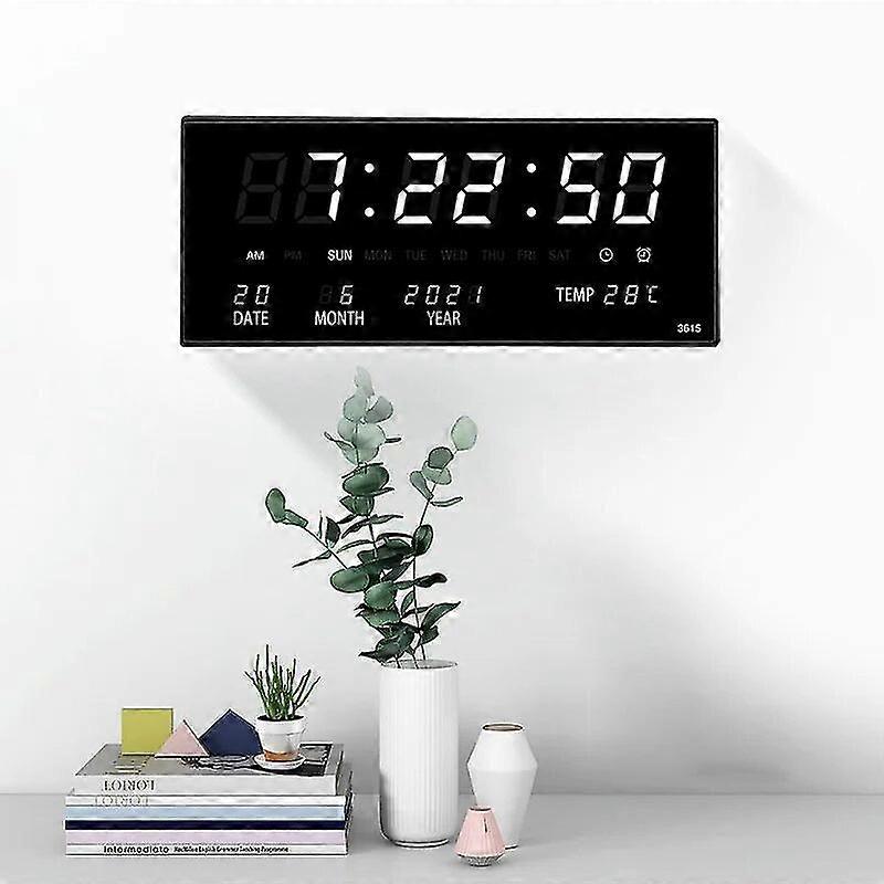 Luminous Digital Wall Clock Alarm Hourly Chiming Temperature Date ...