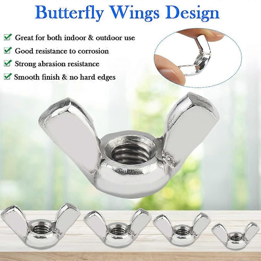 60 Pcs Wing Nuts, M4 M5 M6 M8 Wing Nut Zinc Plated Butterfly Wing Nuts ...