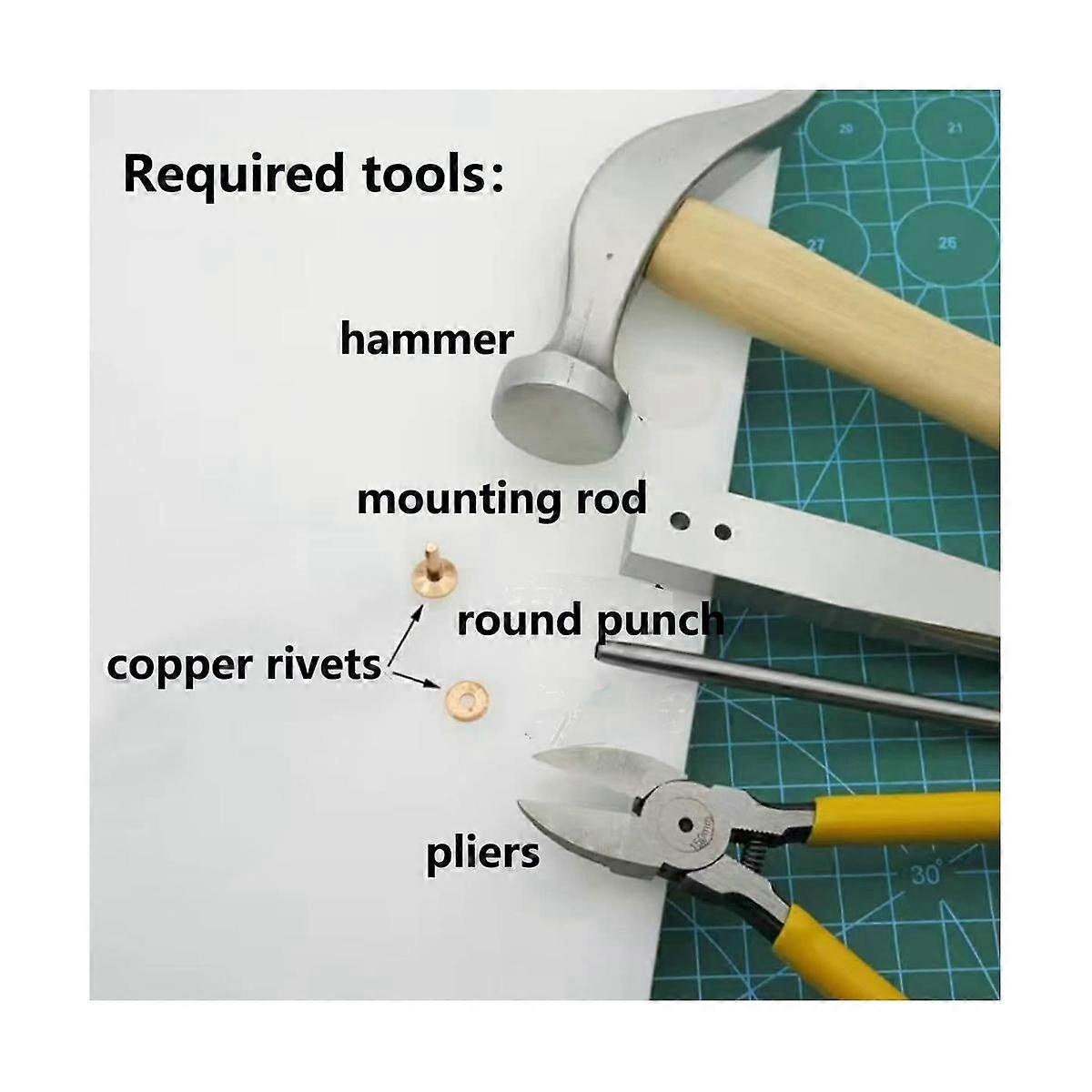 42Pcs Copper Rivets and Burrs Set,Leather Rivets Fastener Install ...