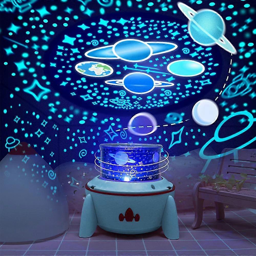 Starry Projection Lamp Charging Rotating Small Rocket Remote Control 6 ...