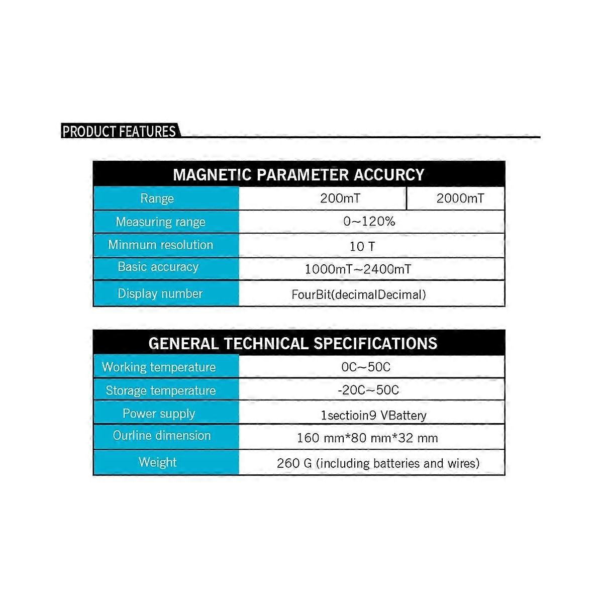 Permanent Magnet Gauss Meter Handheld Digital Meter Magnetic Flux Meter ...