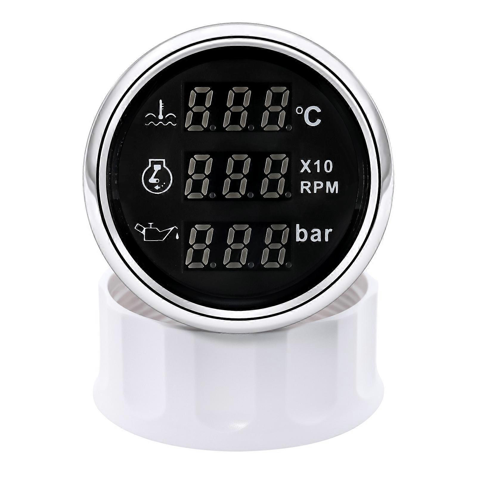 A Waterproof Multifunction Gauge 52mm 3 IN 1 Gauge Tachometer Oil Pressure Fuel Level Voltage ...