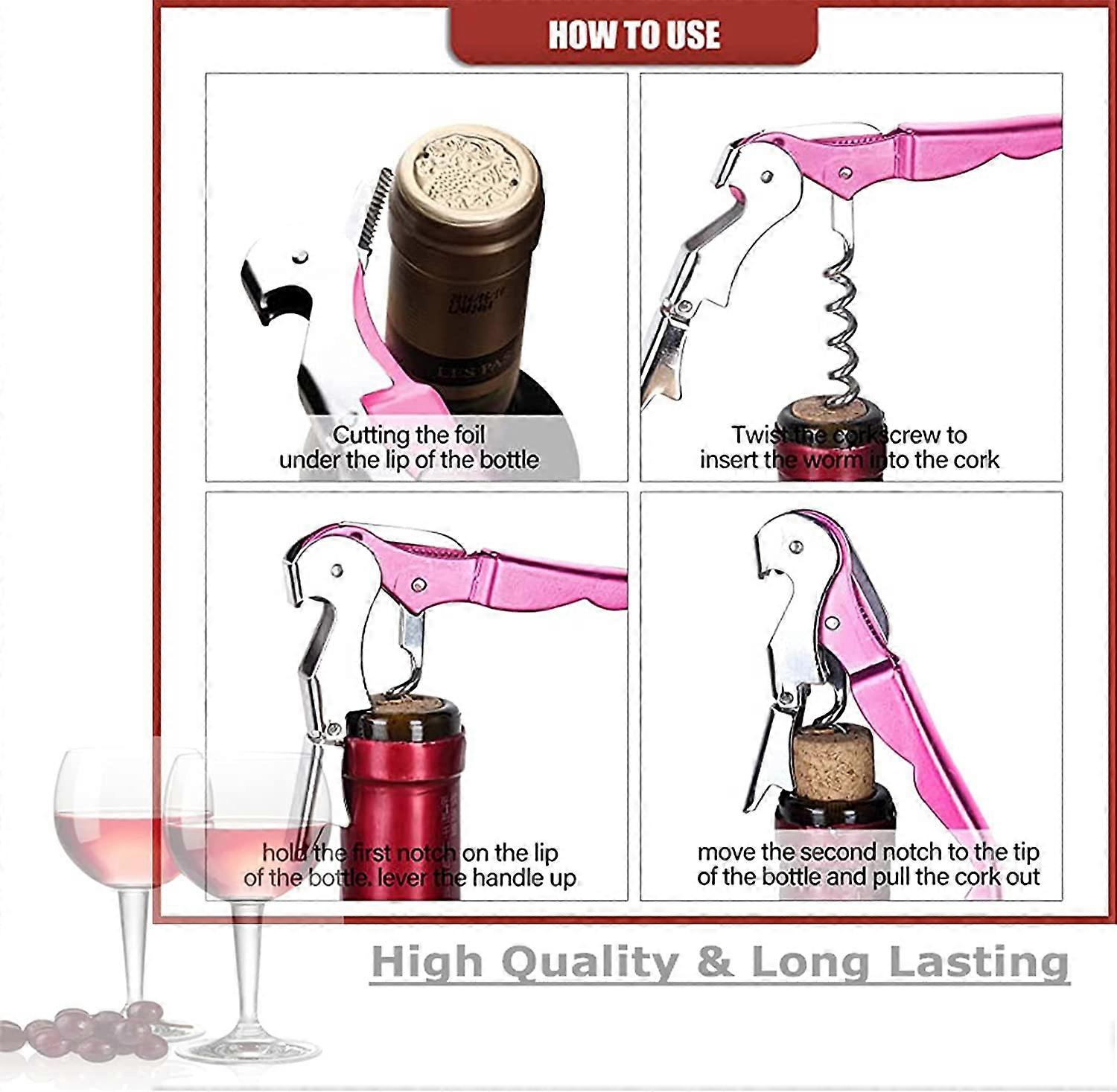 Heavy Duty Double Hinged Stainless Steel Waiter Corkscrew for Wine Bottles, Multifunction Bottle ...