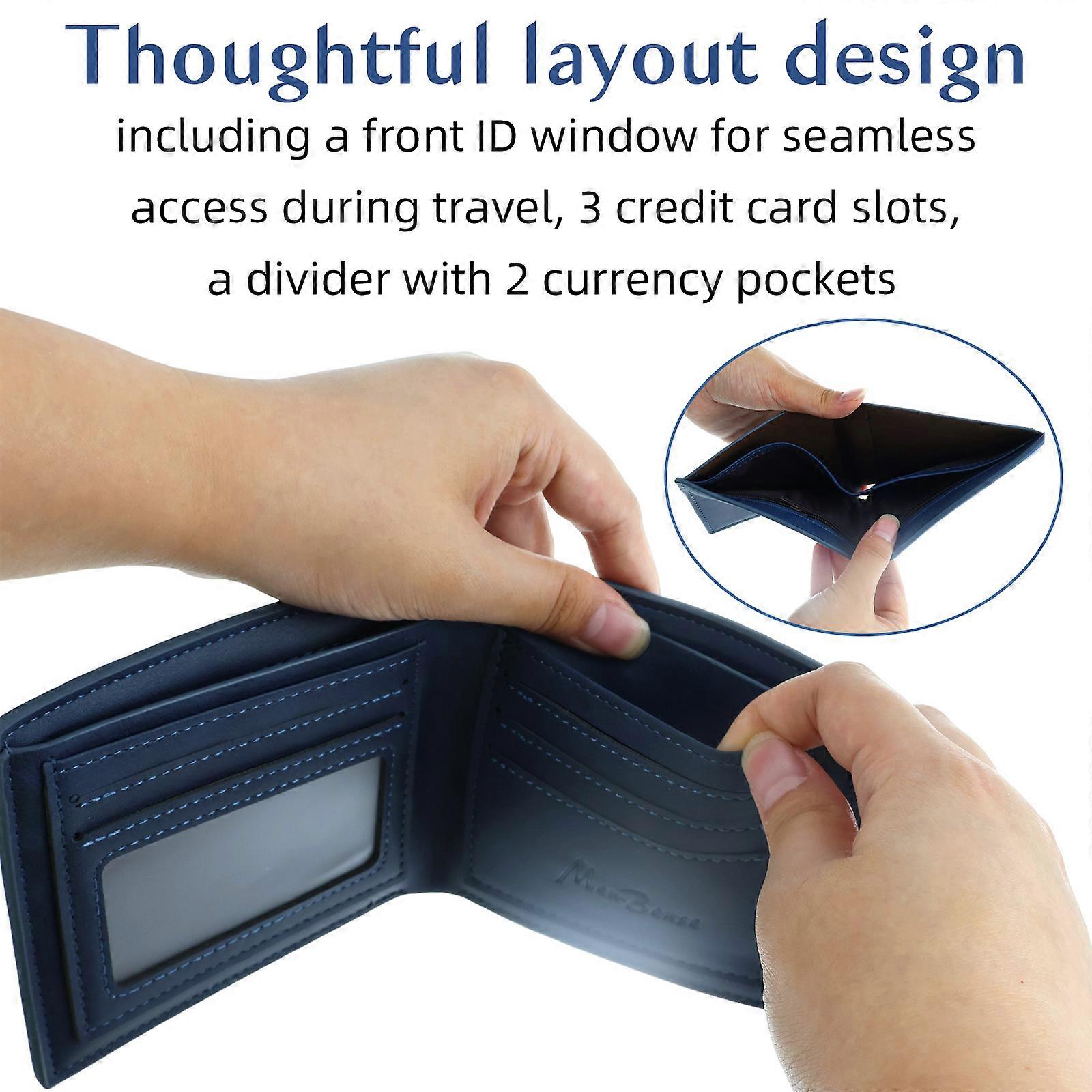 Blue Full Grain Leather Wallets for Men | Minimalist | Bi fold Wallet ...