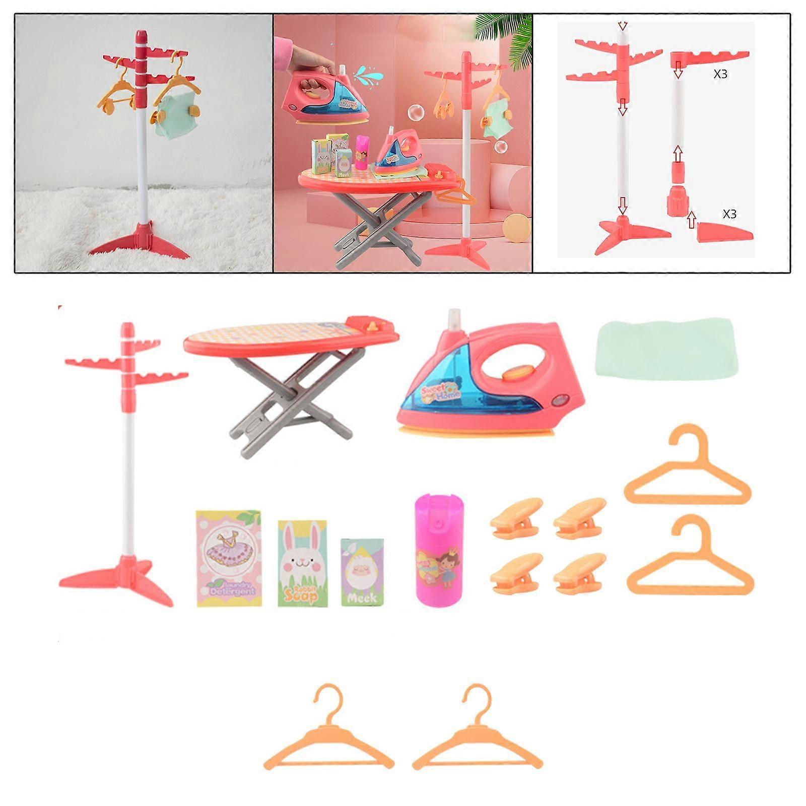 Pretend Play Laundry Playset Iron and Hangers Toy for Kids Boys Party ...