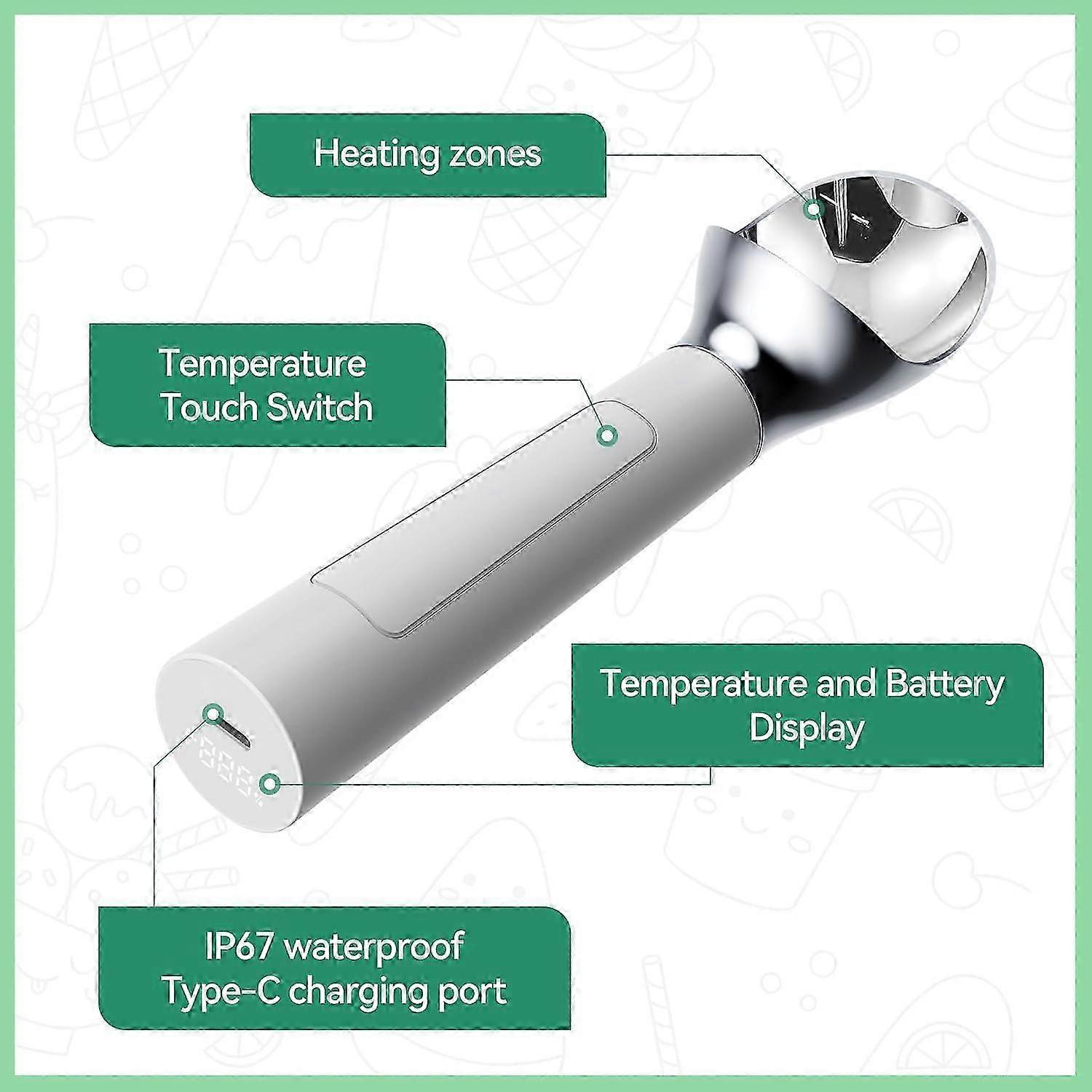 Electric Self-Warming Ice Cream Server with Rechargeable Heating ...