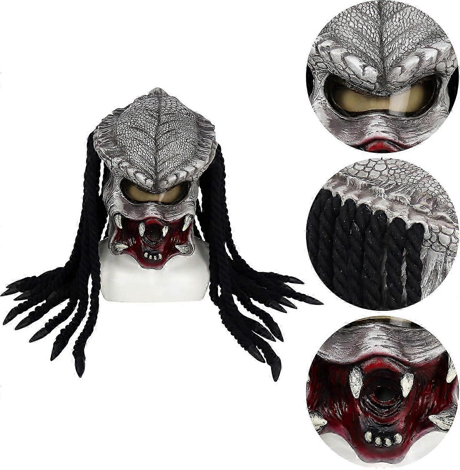 Predator Mask Full Latex Alien Cosplay Helmet Accessory for Halloween ...