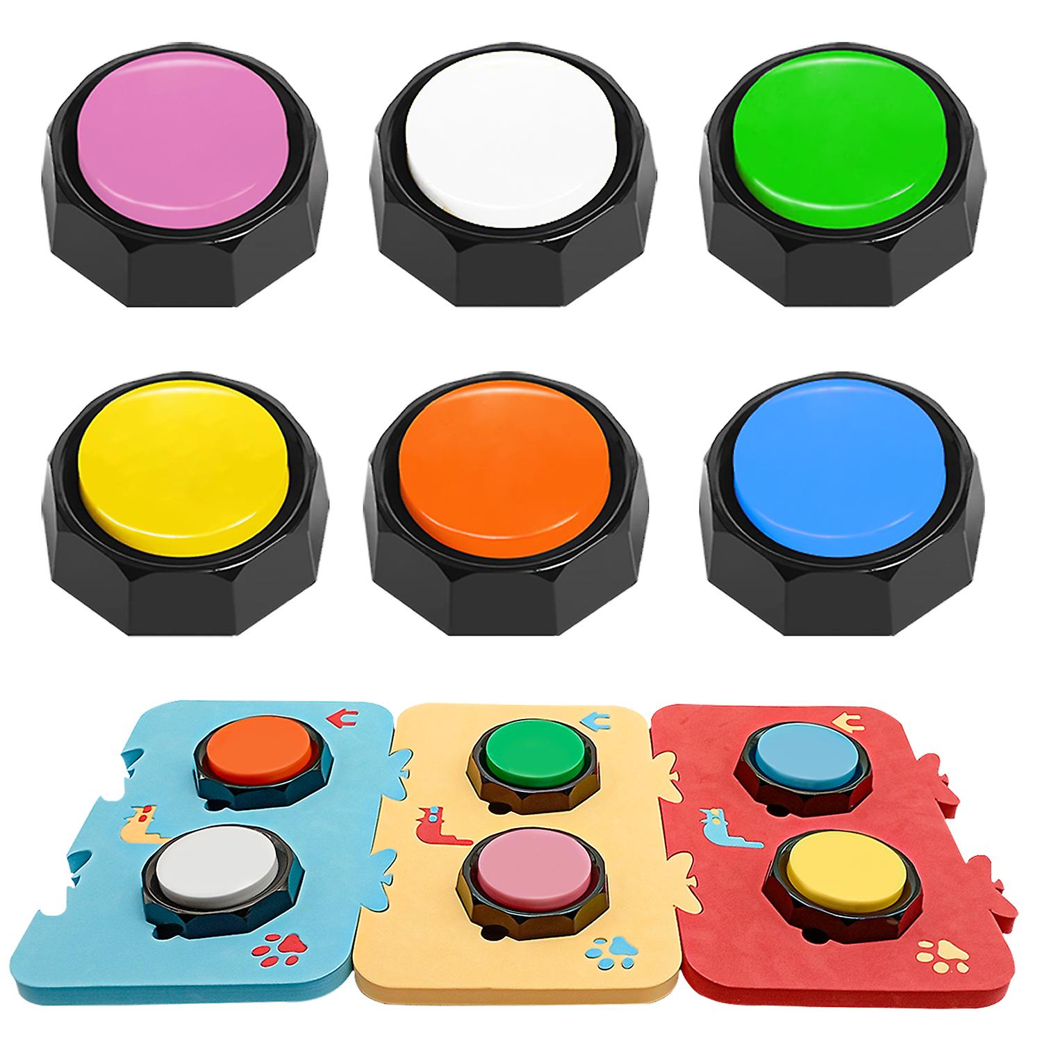 Set of 6 Color Dog Buttons with Three Mats and Stickers-Dog Training ...