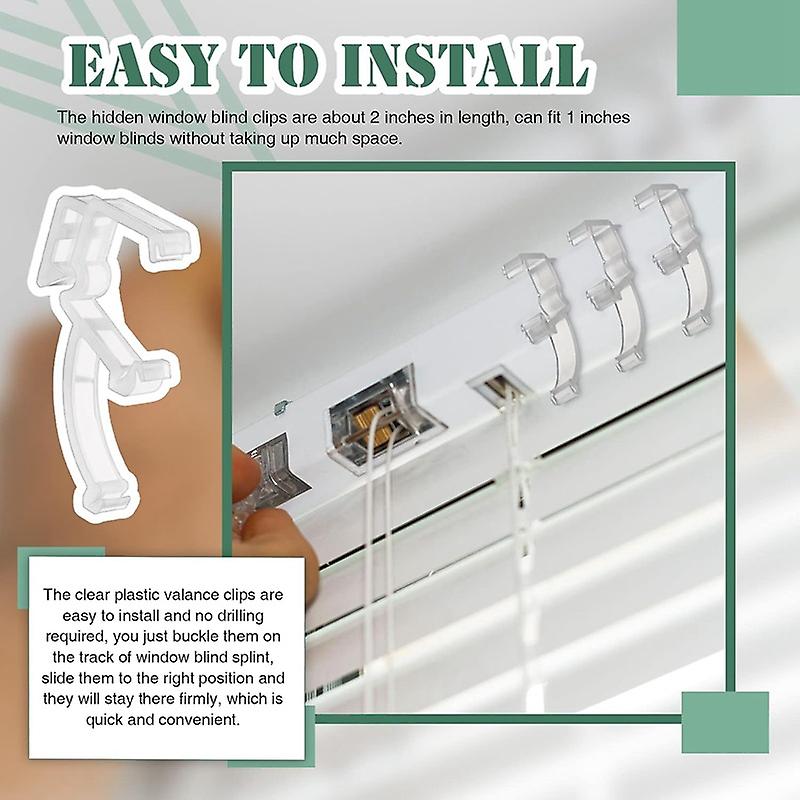 20 Pieces 2 Inch Valance Clips Clear Mini Blind Clips Hidden Window ...
