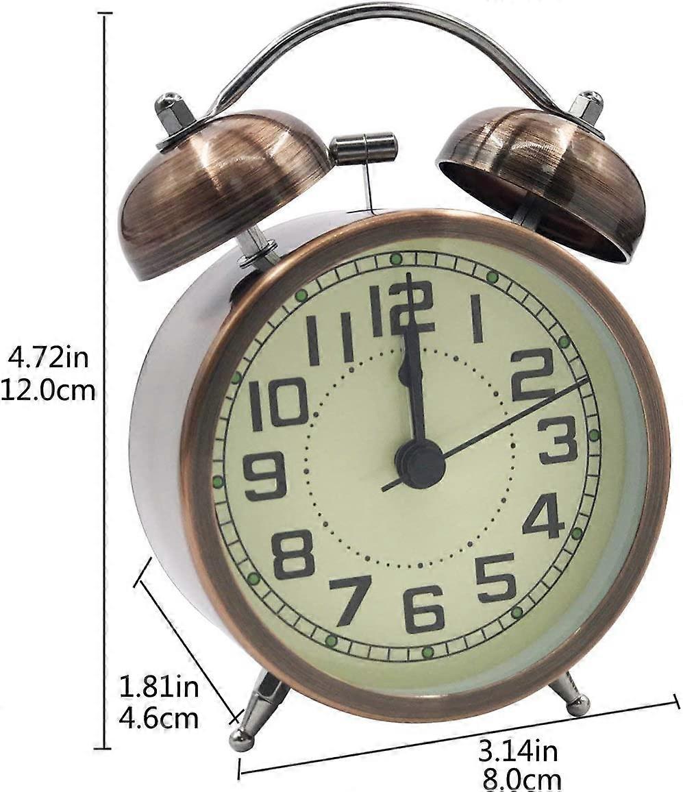 Retro Alarm Clock Morning Silent Bedside Quartz Alarm Clock, Analog ...