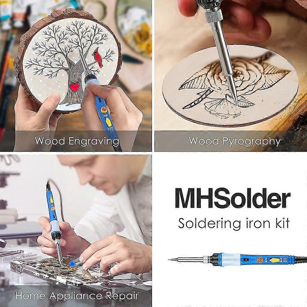 60w Wood Burning Carving Pyrography Pen Kit Adjustable Temp Soldering ...