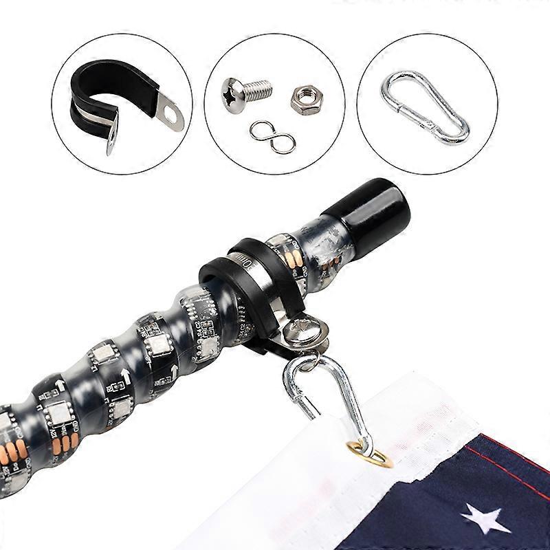 12V LED Flagpole Lamp RGB Whip Lights Flag Pole RF Remote Control / APP ...