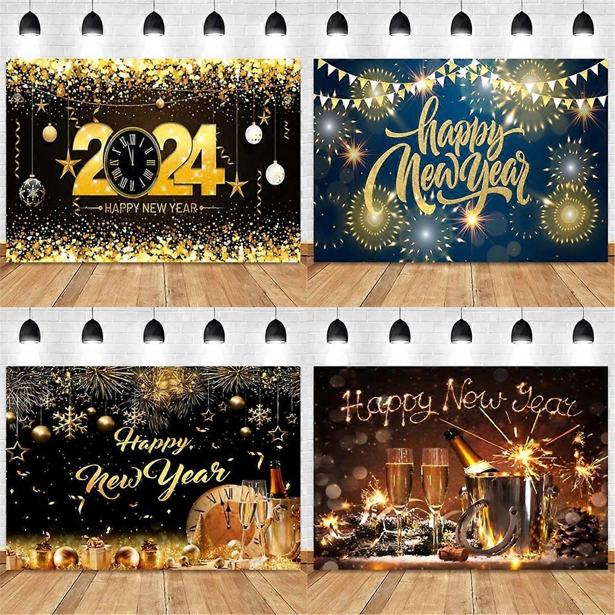 2024 New Year 210X150cm Photography Backdrops Champagne Gold Glitter ...