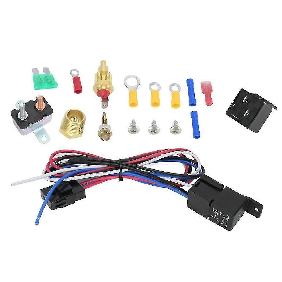 Car Cooling Fan Thermostat Switch Car Fan Sensor Relay Harness Kit 12v ...