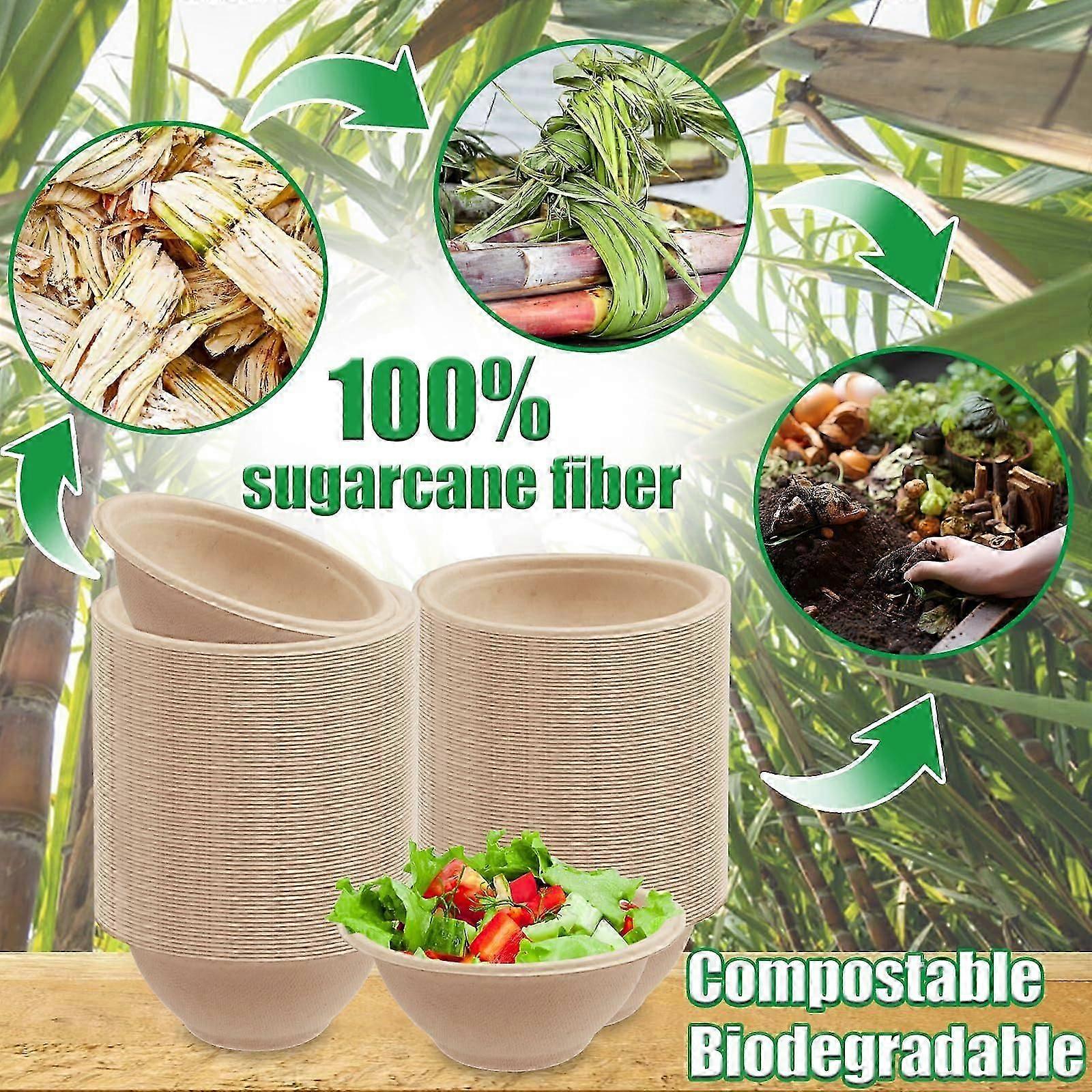 8oz Disposable Paper Bowls,Compostable Bagasse Bowls,Small ...