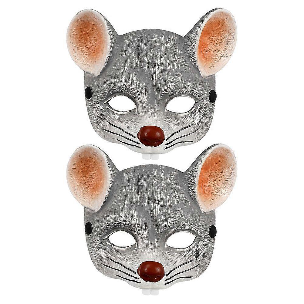 2pcs 3D PU Foam Rat Mask Realistic Mouse Costume Animal Half Face Mask ...