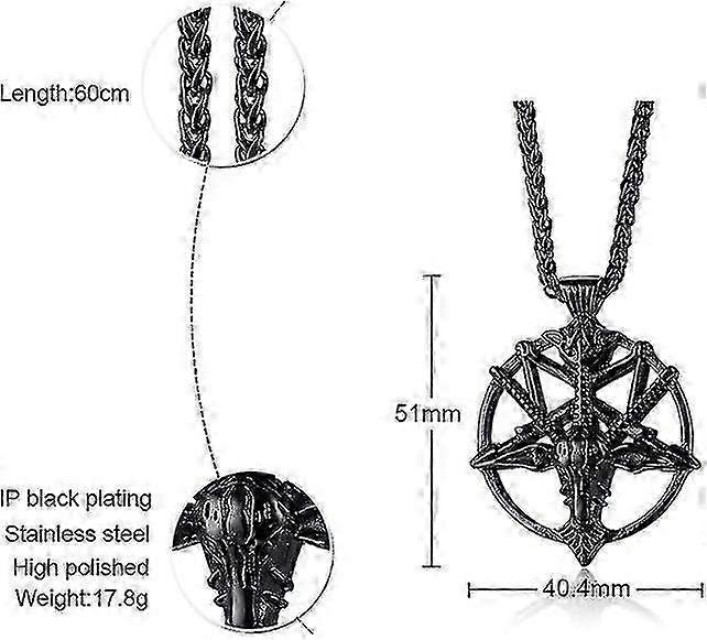 Stainless Steel Satanic Necklace with Sigil of Lucifer Pentagram ...