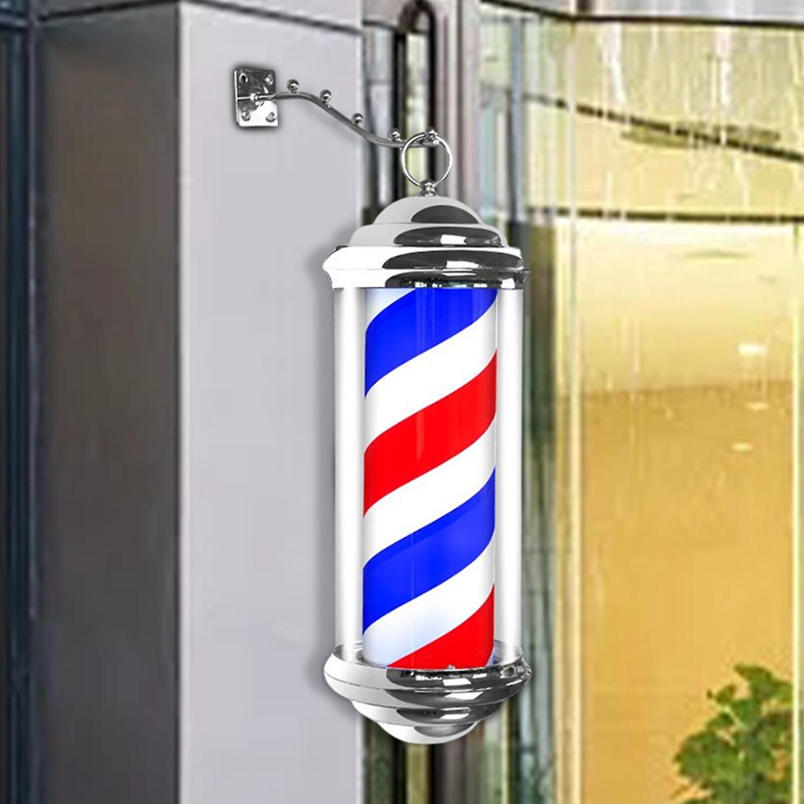 Rotating Barber Pole Light Outdoor Hair Salon Shop Sign 40cm Red Blue ...