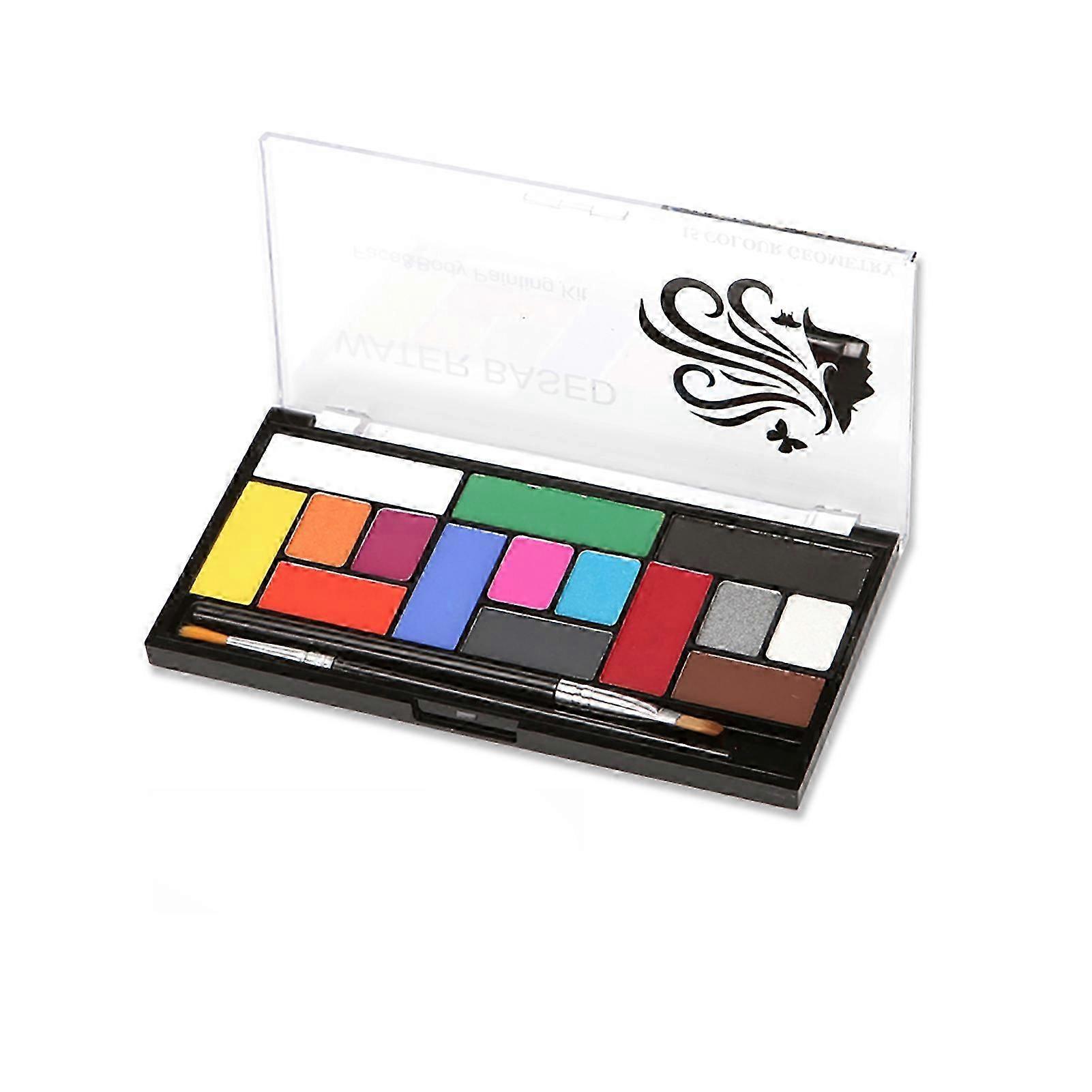 Professional 15 Colors Face Body Paint Kit With 2 Brushes Washable Face ...