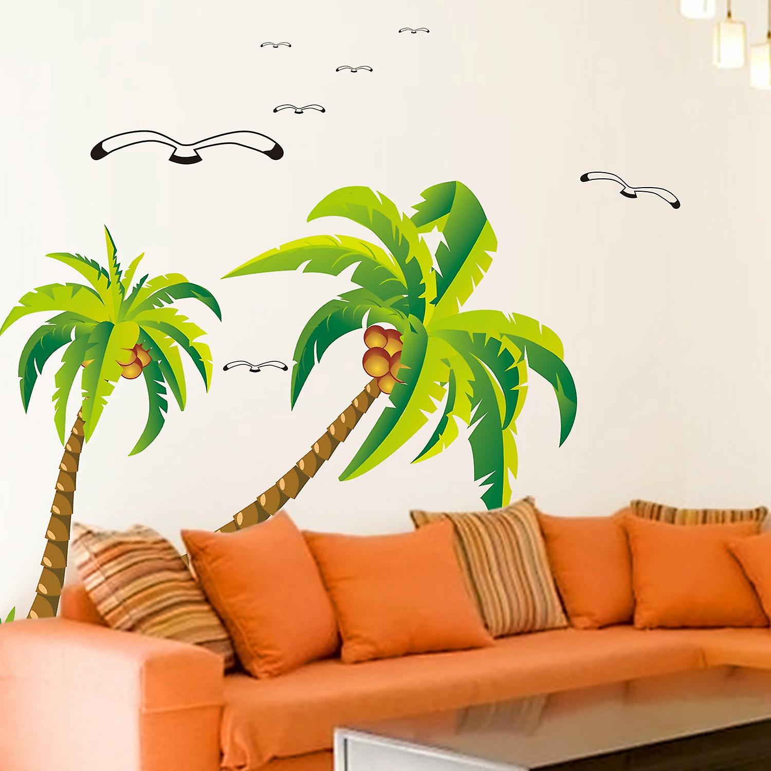 Coconut Palm Tree Sticker Tropical Beach Wall Decal Living Room ...