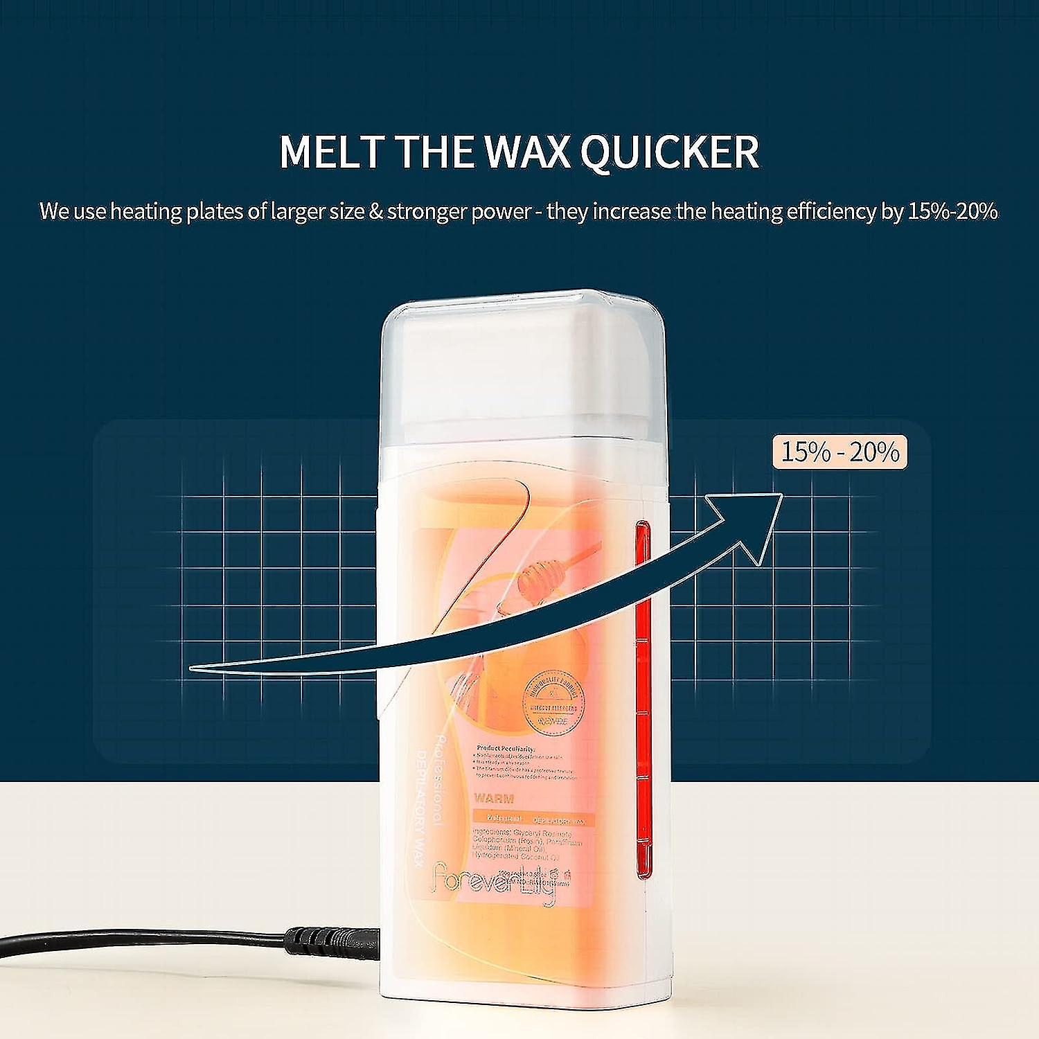 Wax Roller Kit For Hair Removal, Roll On Wax Warmerkit With 2 Honey Wax Cartridge/100pcs Wax ...