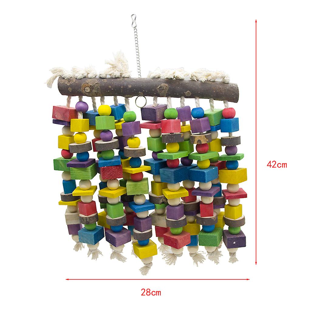 Parrot Macaw Cage Chew Toys Pet Bird Swing Wooden Block Toy 28x42cm ...