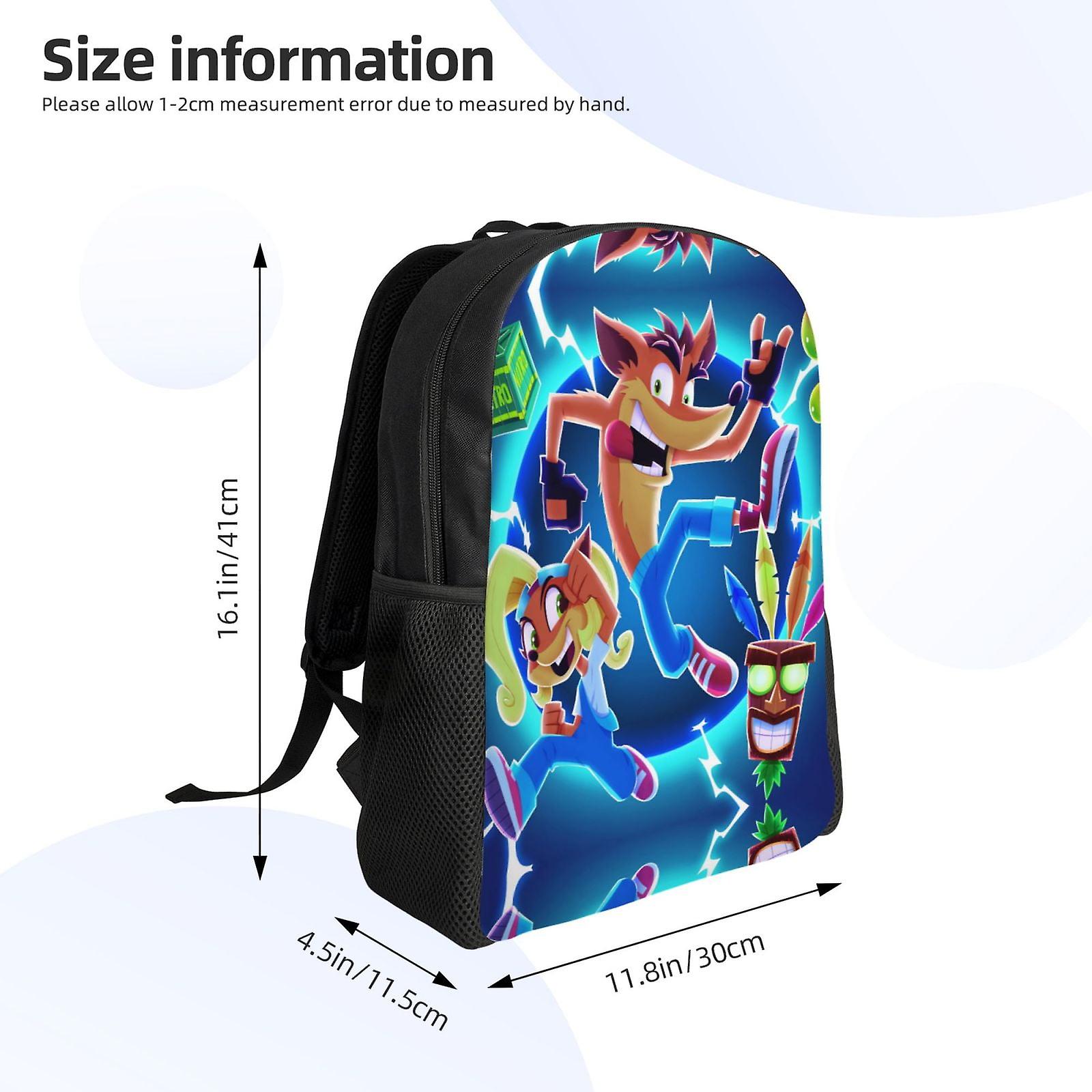 Crash Bandicoot Cartoon Backpack Daypack for Work Anime Bag Notebook ...