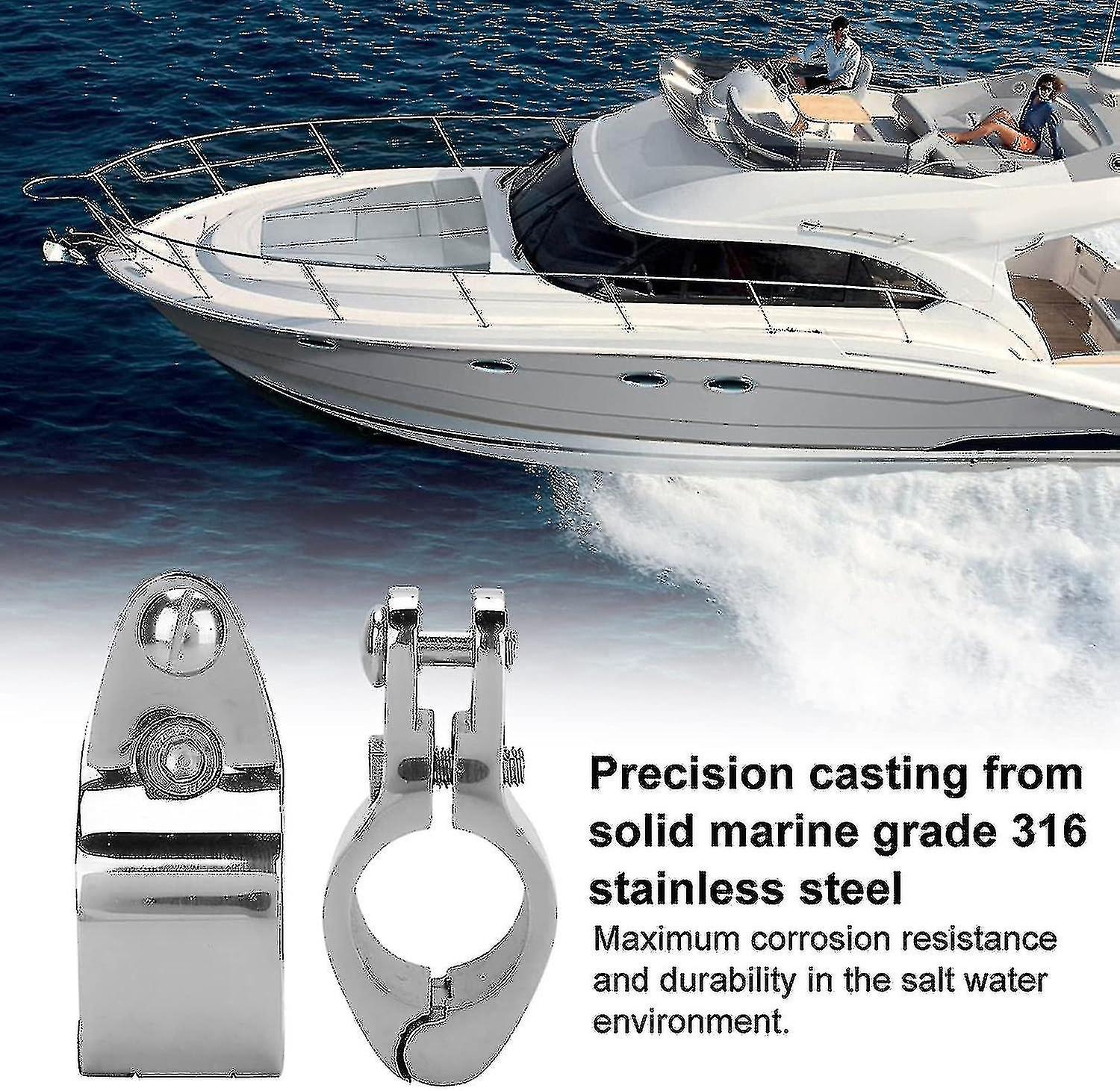 2 Pieces 316 Stainless Steel Marine Pipe Clamps Boat Top Hinge Claw ...