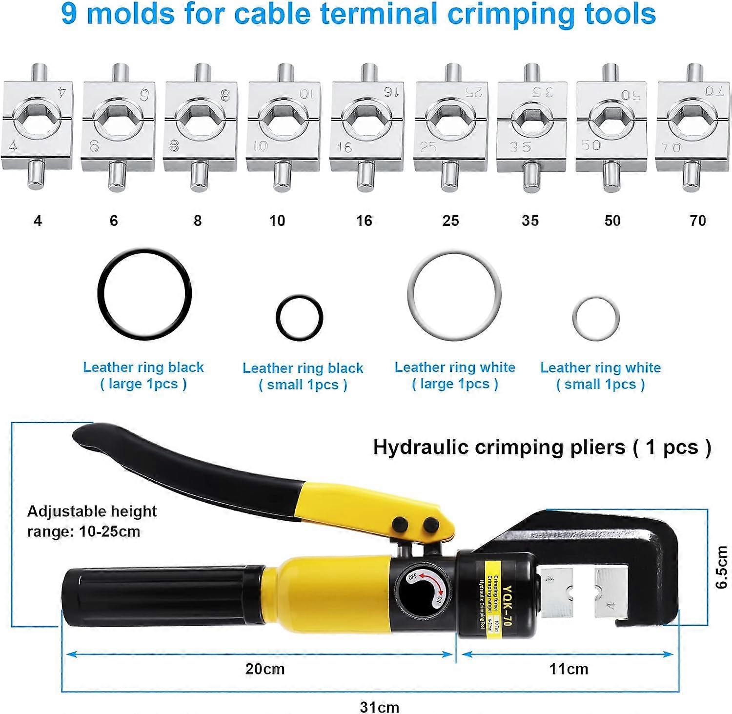 10 Tons 9 Dies Hydraulic Crimping Tool Set ,Hydraulic Crimping Tool ...