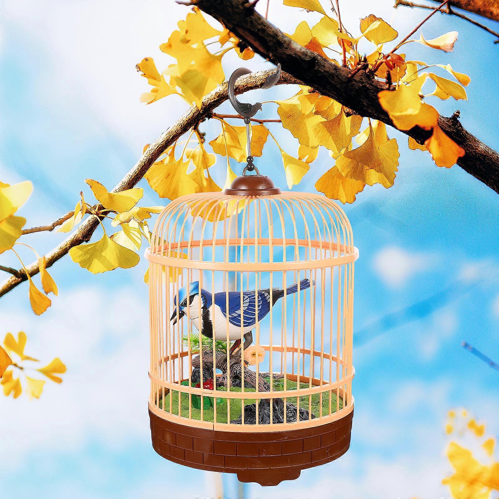 Creative Singing Chirping Bird in Cage Sound Activated Battery Operated ...