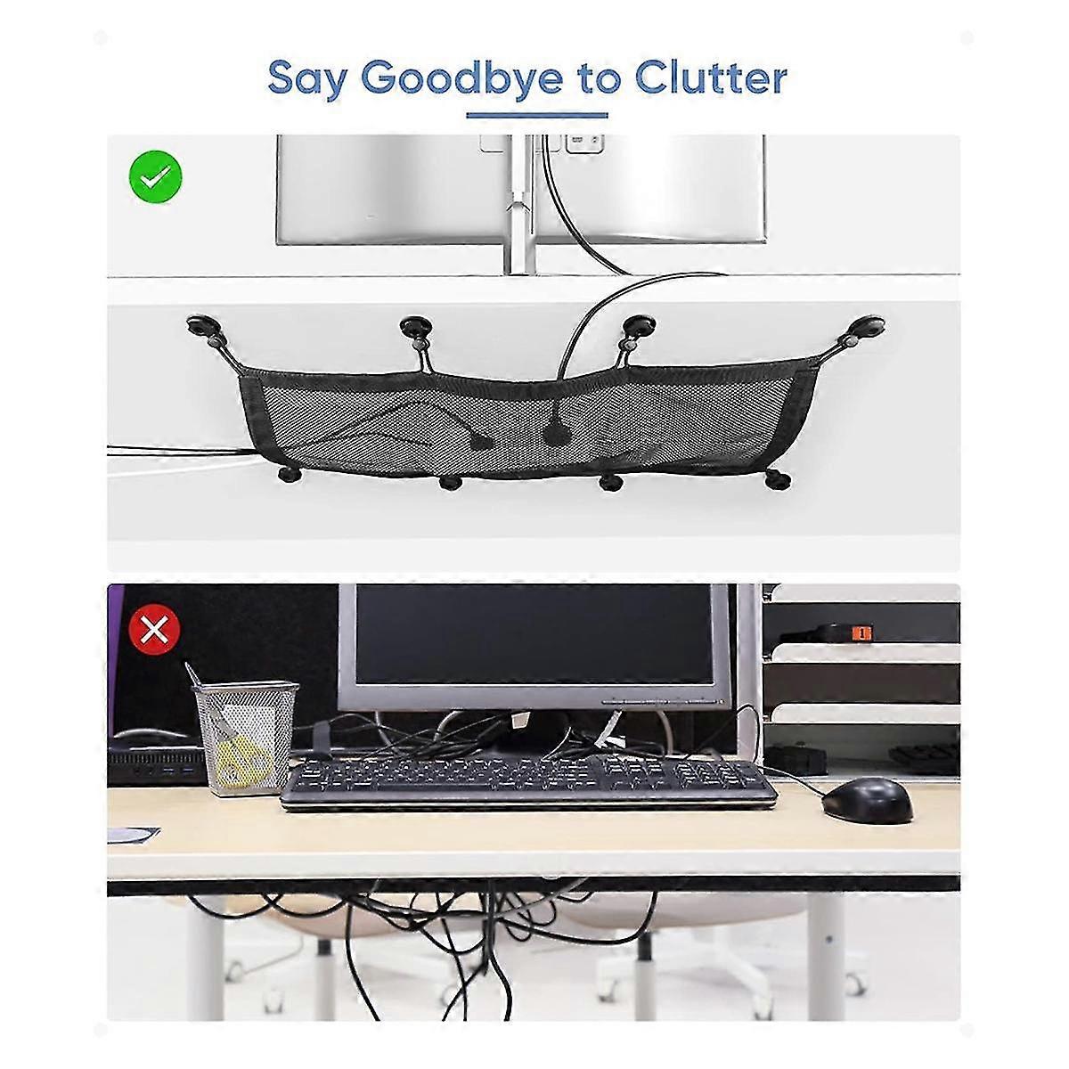 Under Desk Cable Management Net Kit,Capacity Cord Organizer Net Under ...