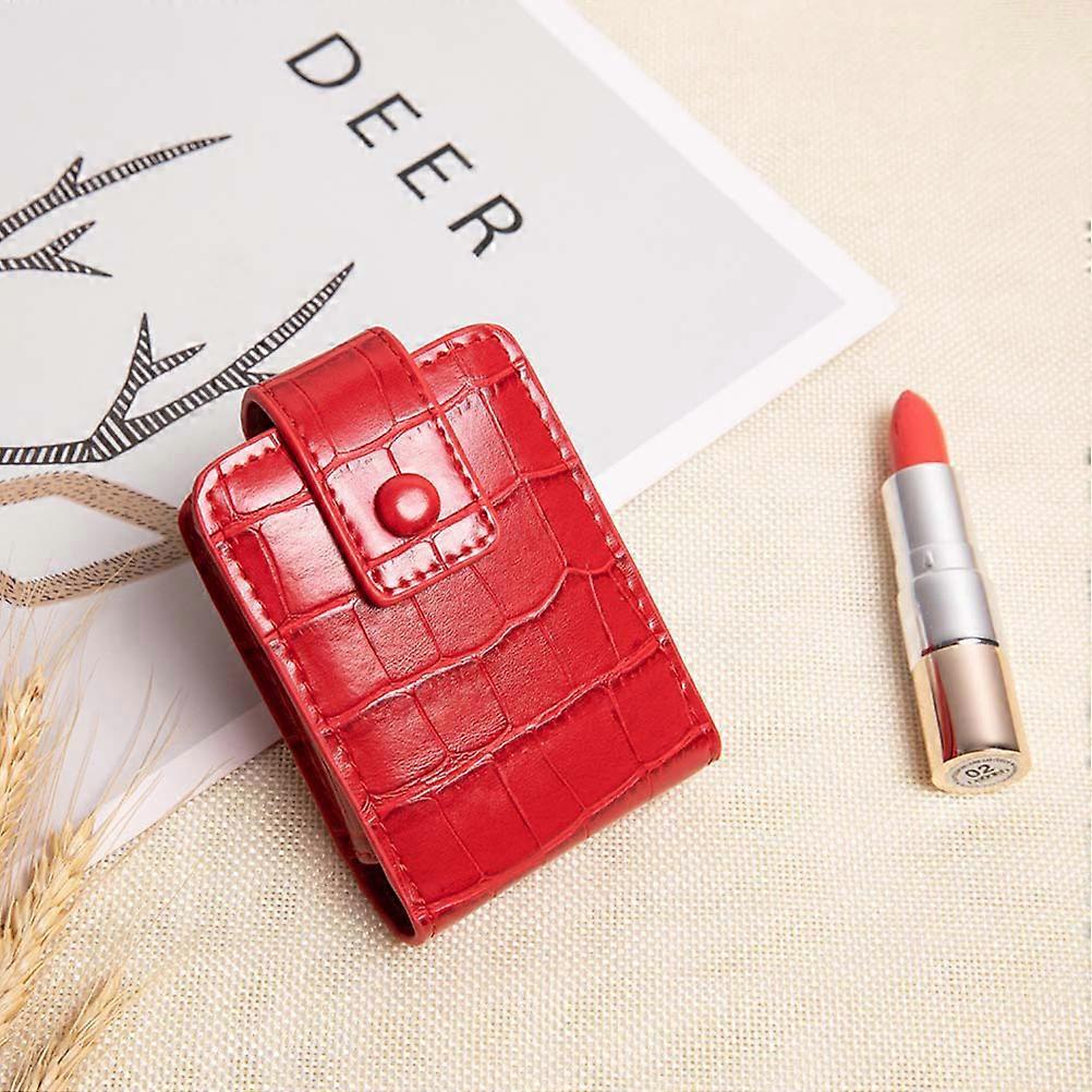 Portable Lipstick Case With Mirror For Purse Pu Leather Lipstick ...