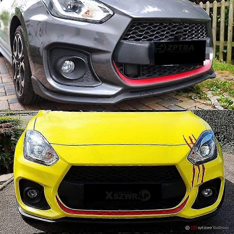 For Swift Sport Carbon Black Front Lip Stripes Decor Grille Auto Racing ...