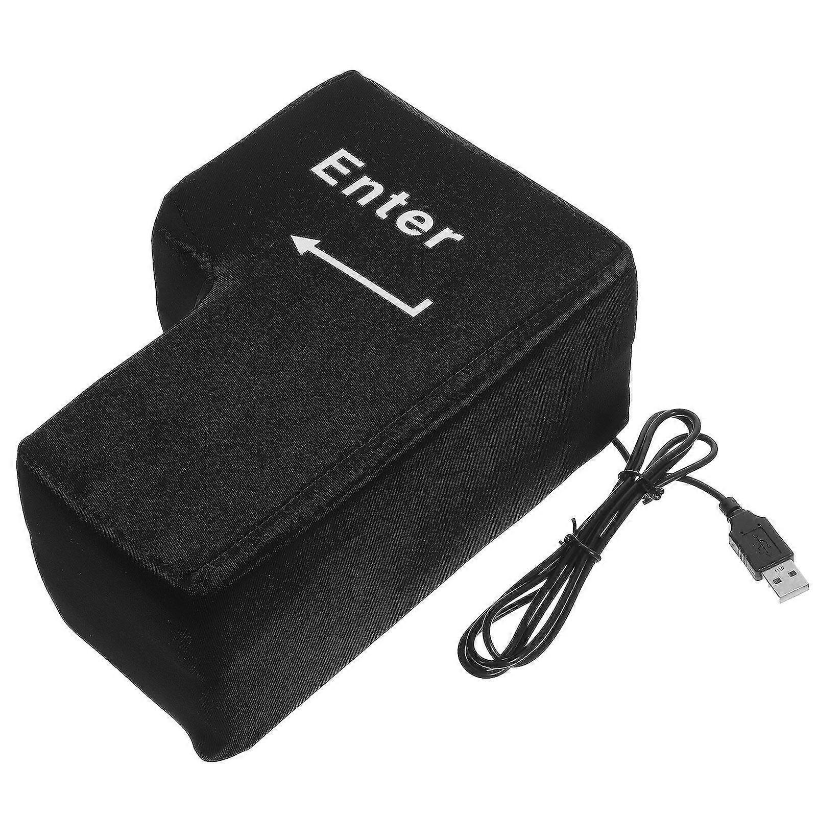 Big Enter Key Throw Pillow with USB Office Stress Relief Tool Noon ...