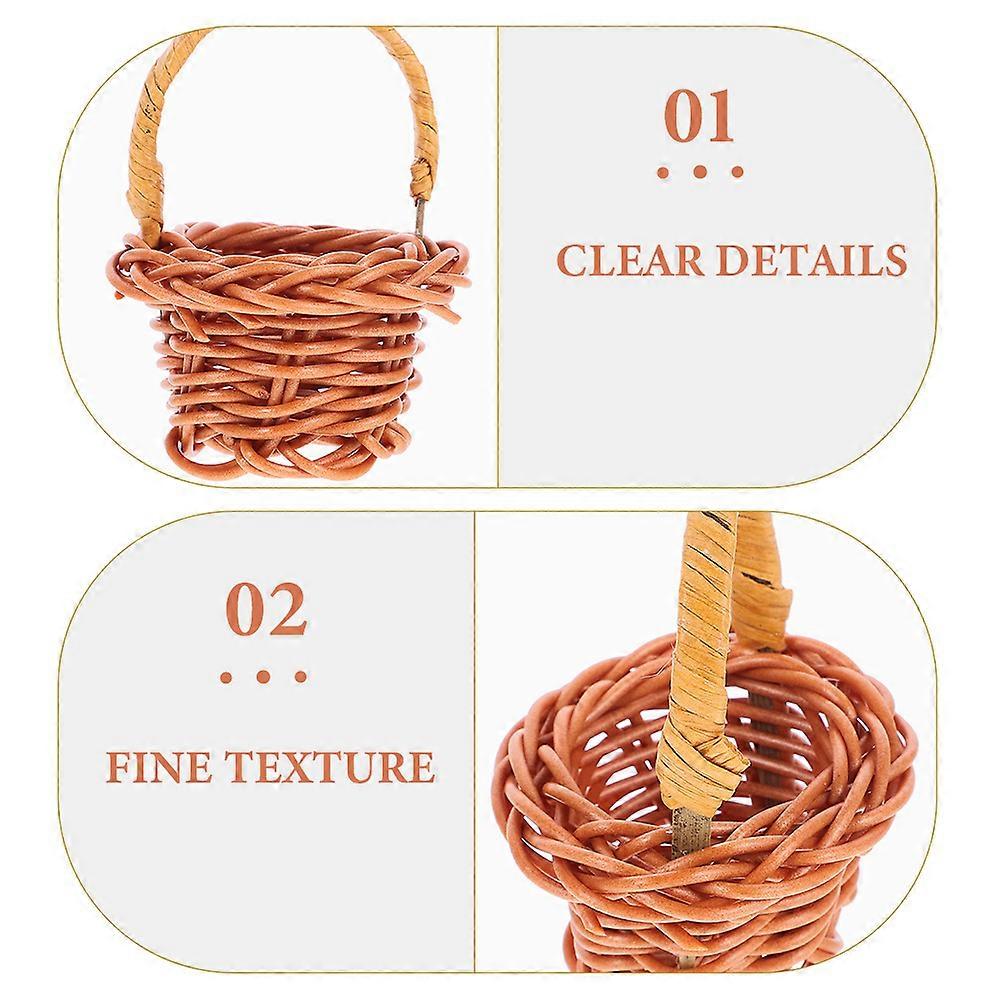 4pcs Mini Basket with Handle Flower Baskets Models Empty Basket Rattan ...